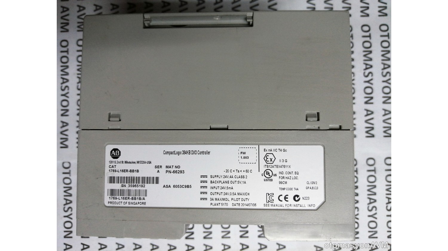 Allen Bradley 1769-L16ER-BB1B DI/O PLC CPU Controller